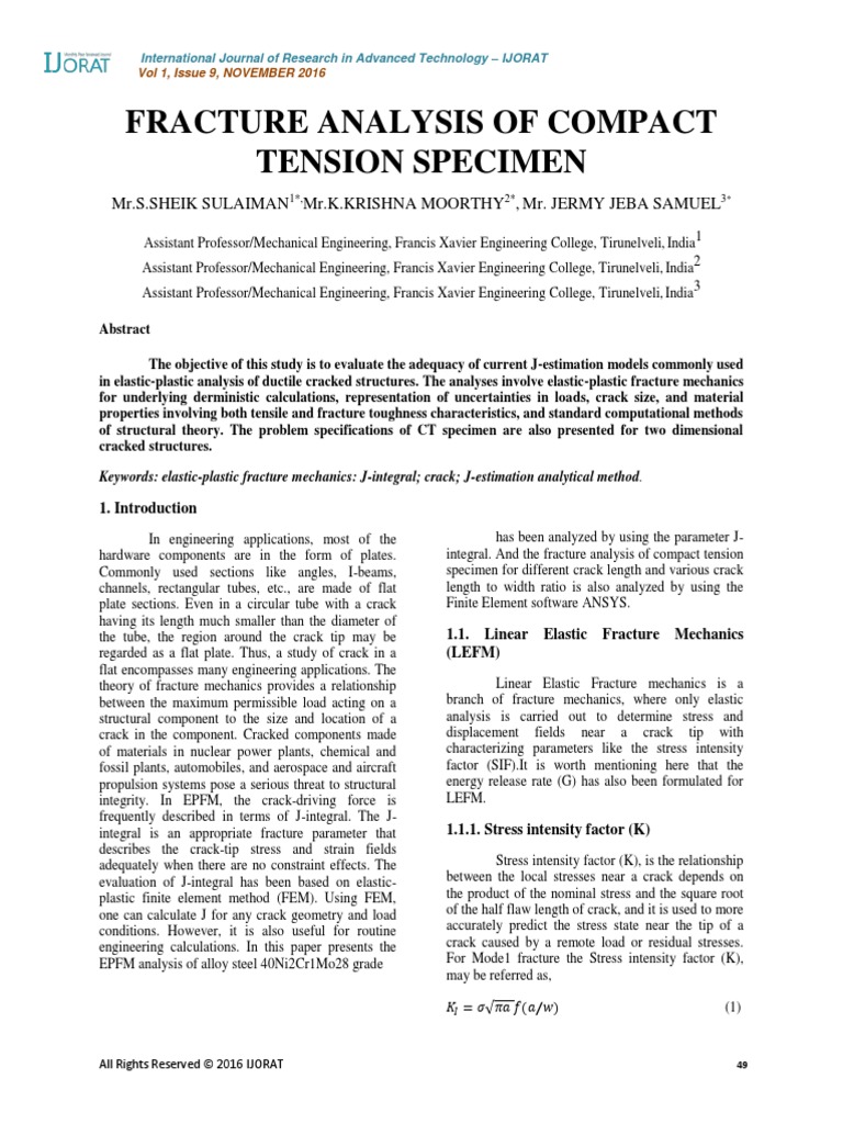 Fracture Analysis of Compact Tension Specimen | PDF | Fracture ...