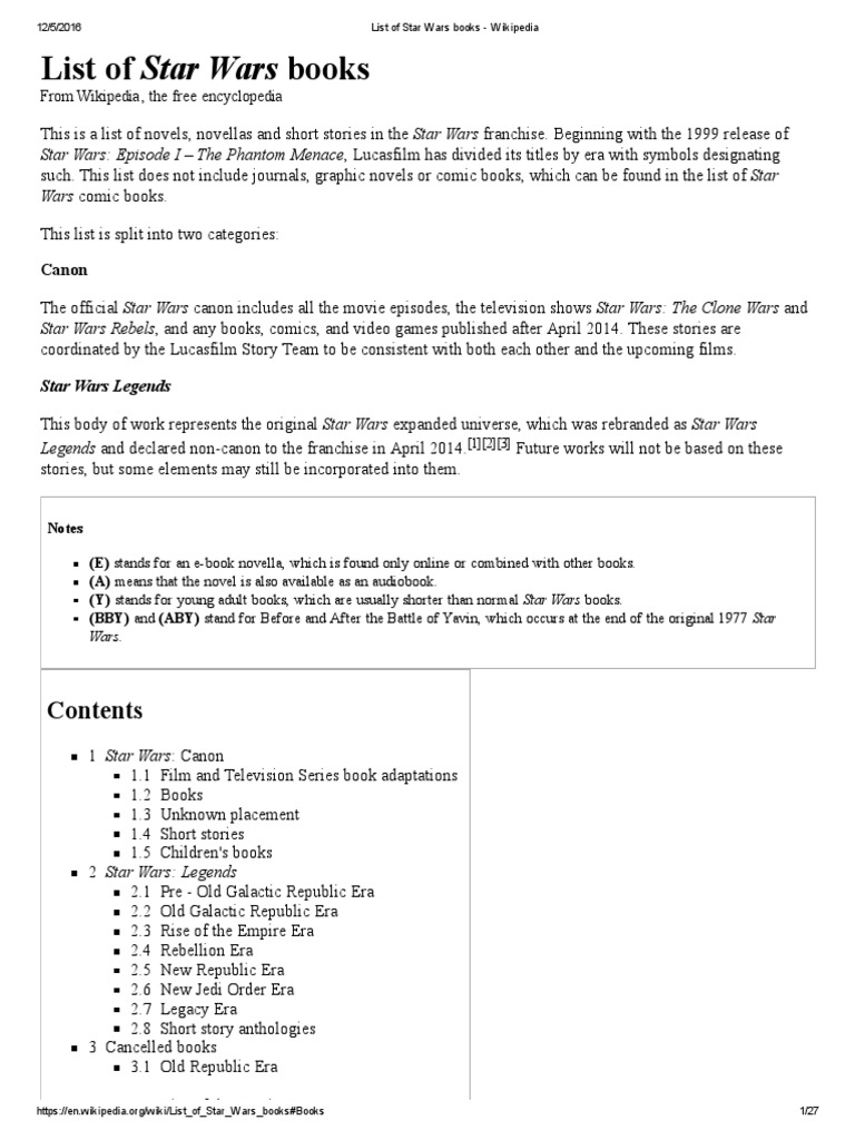 List of Star Wars Books | PDF | Star Wars | Jedi