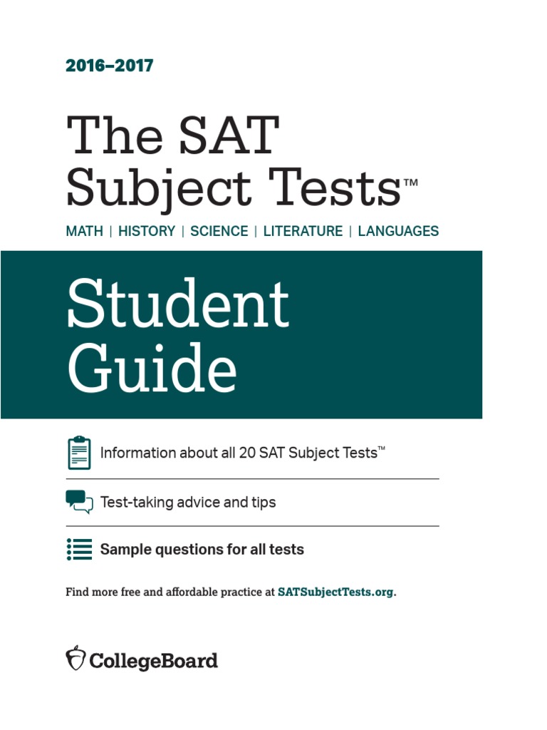 Sat Subject Tests Student Guide | PDF | Sat | University And College ...