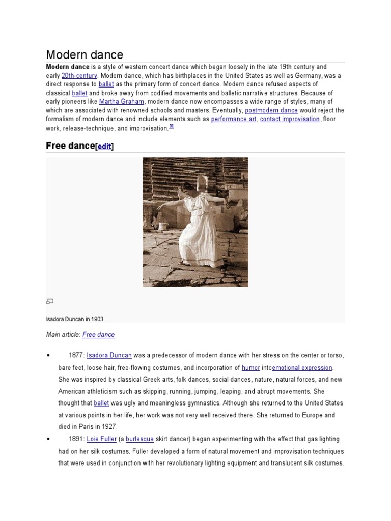 Modern dance history | PDF | Art Movements | Dances