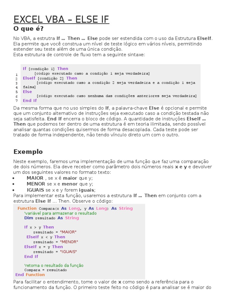 Excel Vba Pdf Controle De Fluxo Macro Ciência Da Computação 