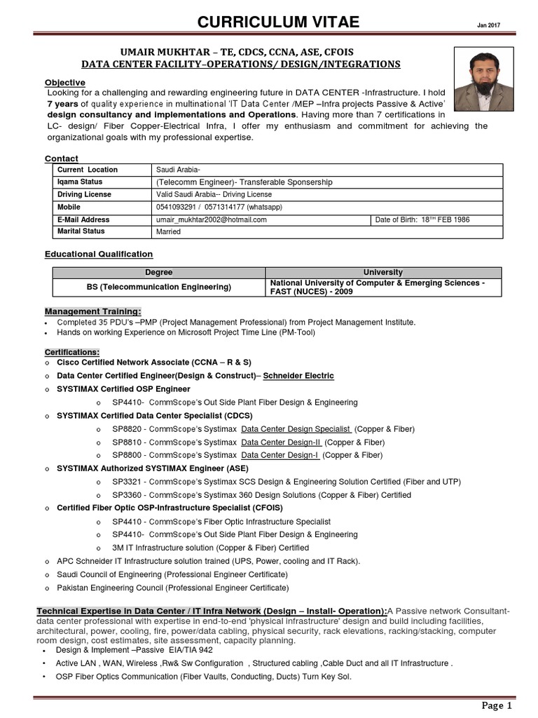 CV - Data Center Operations | PDF | Data Center | Computer Network