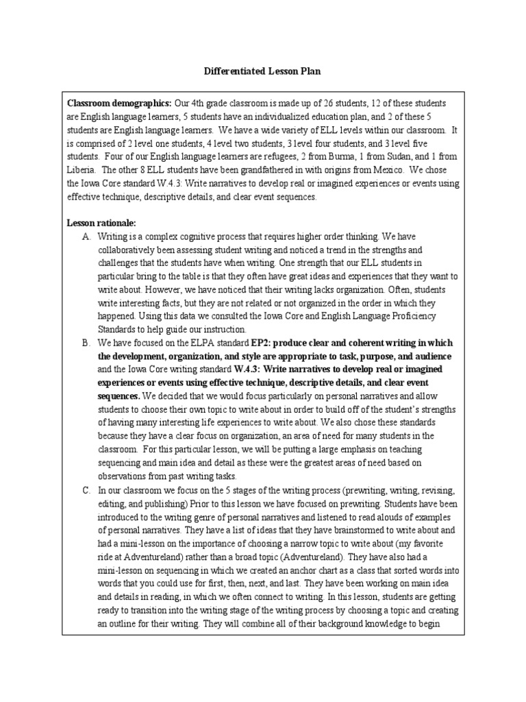 Differentiated Lesson Plan | PDF