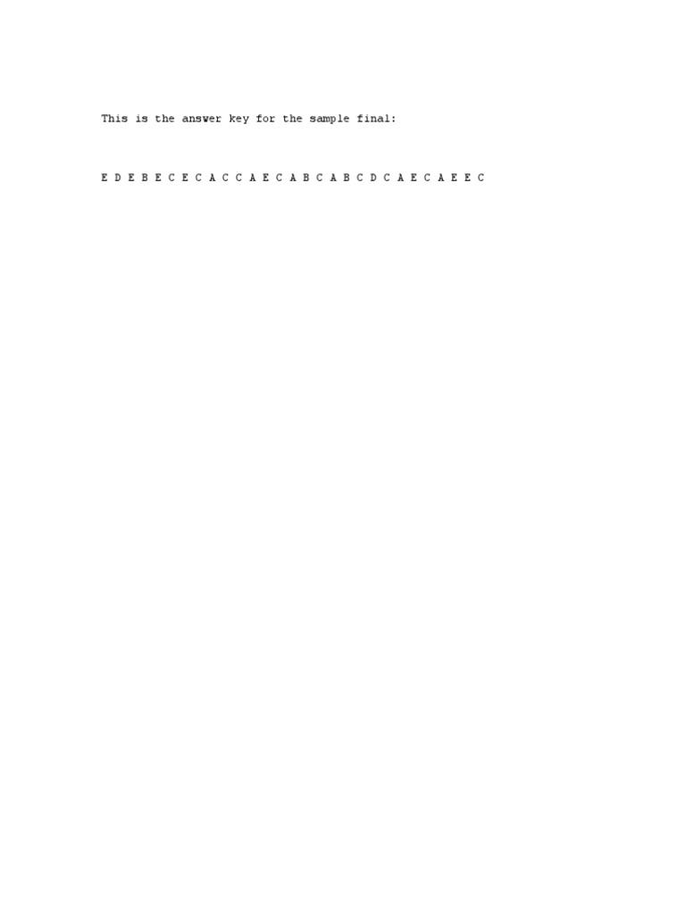 This Is The Answer Key For The Sample Final | PDF