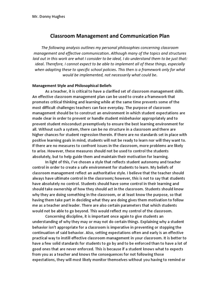 Classroom Management Project | PDF | Classroom Management | Classroom