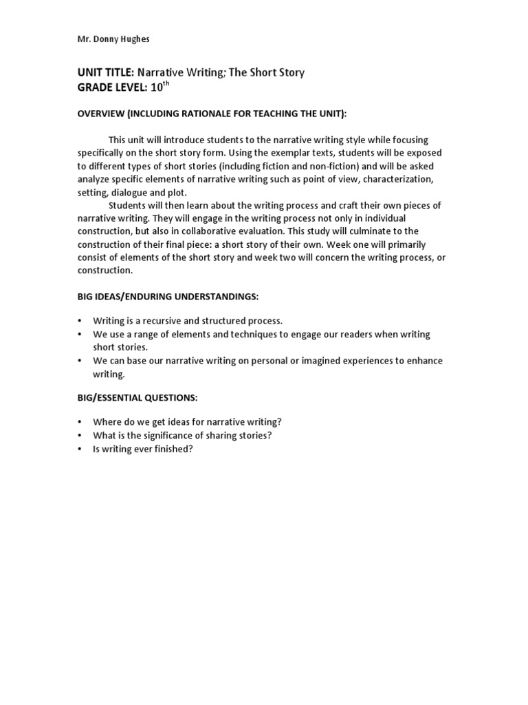 10th Grade Short Story Writing | PDF | Narrative | Short Stories