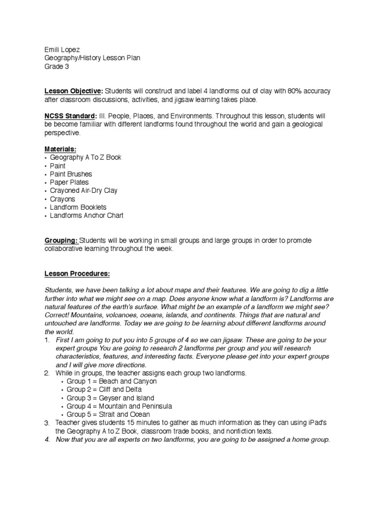 Geography Lesson Plan | PDF | Lesson Plan | Earth