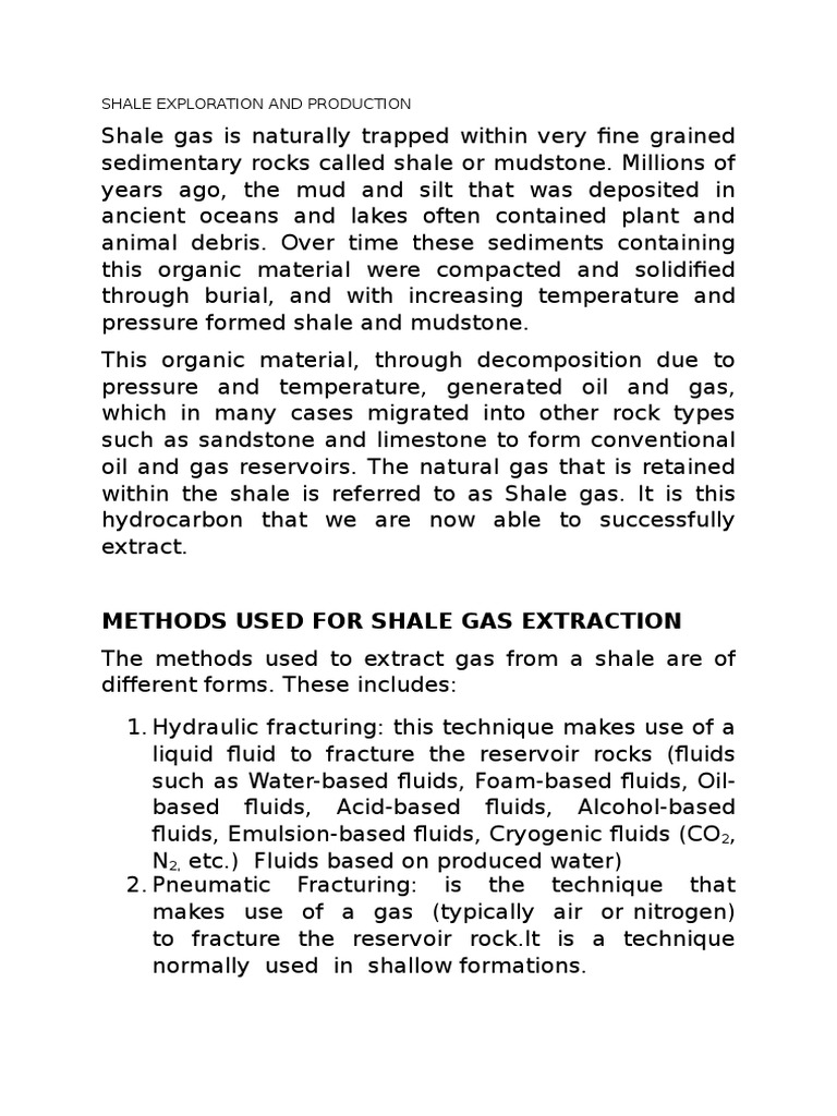 Methods Used For Shale Gas Extraction: Shale Exploration and Production ...