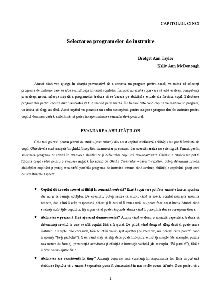 Selectarea Programelor de Instruire | PDF