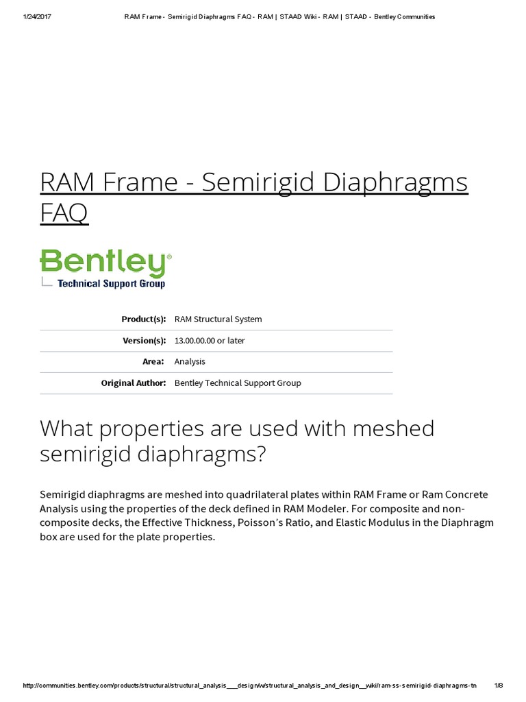 RAM Frame Semirigid Diaphragms Guide | PDF | Beam (Structure) | Stiffness