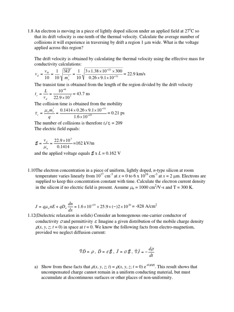 HW 2 S | PDF | Electrical Resistivity And Conductivity | Doping (Semiconductor)
