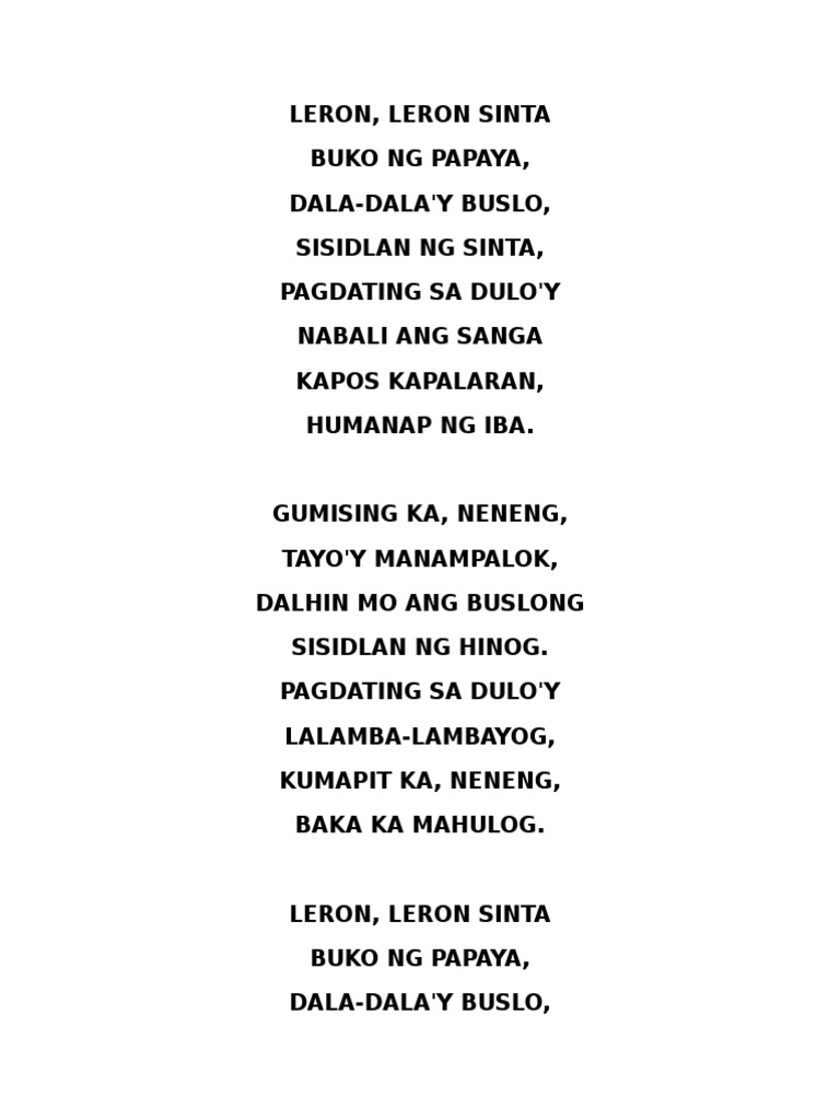 Leron Leron Sinta | PDF