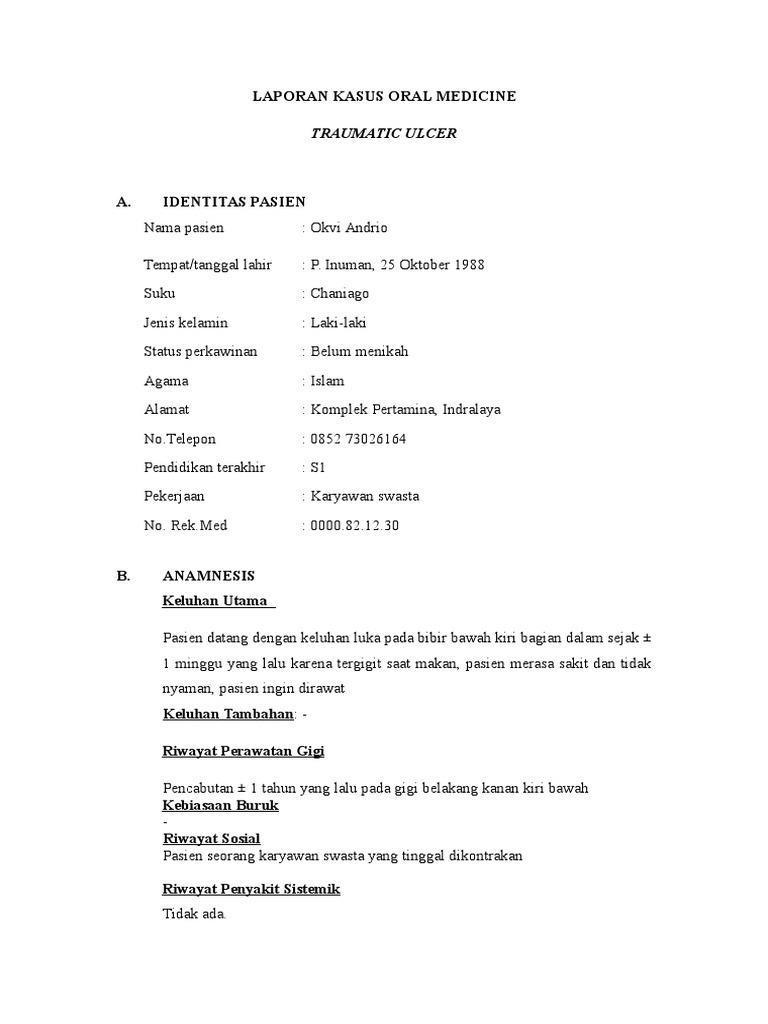 Ulkus Traumatikus | PDF