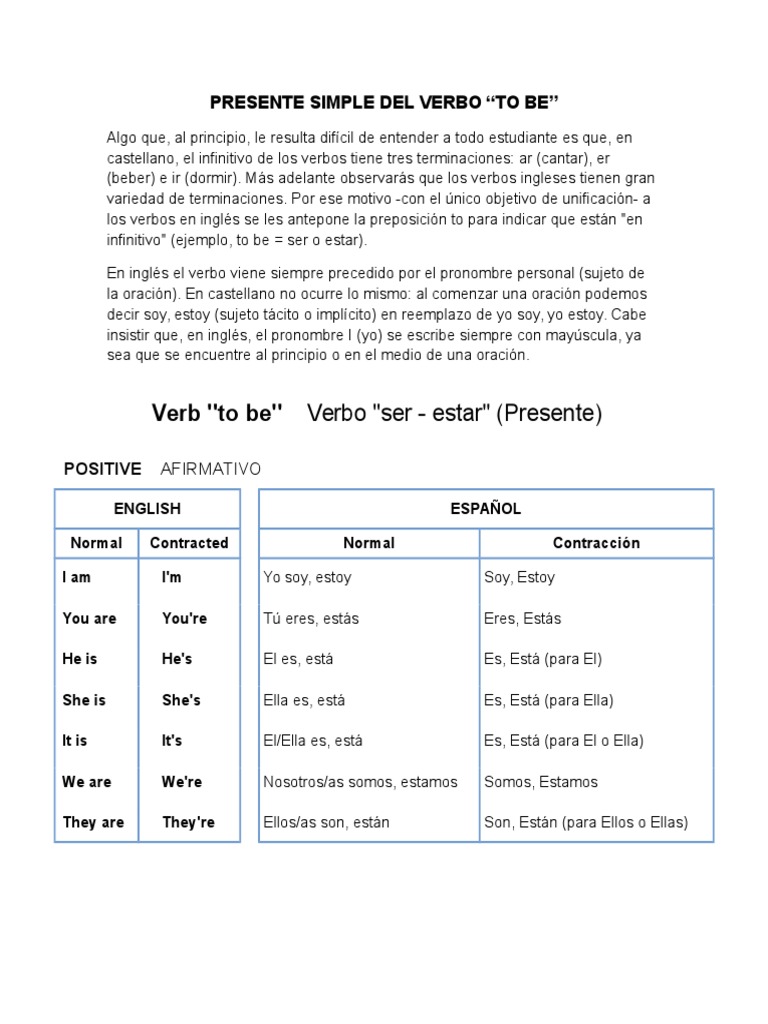 Presente Simple Del Verbo | PDF | Verbo | Sustantivo