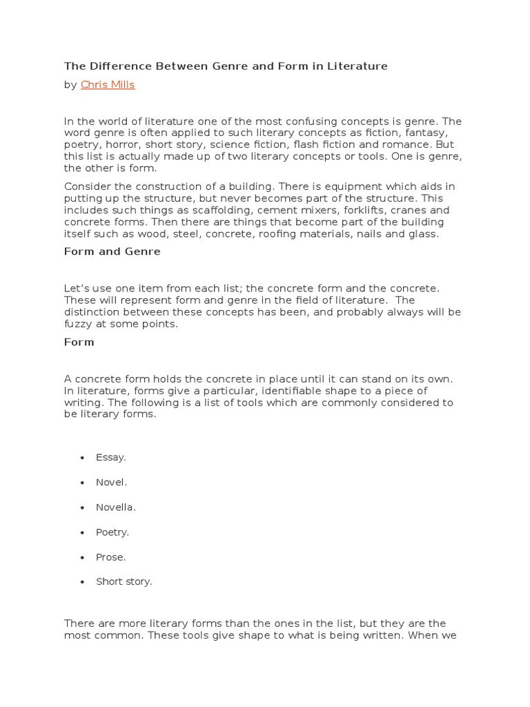The Difference Between Genre and Form in Literature | PDF | Narration ...