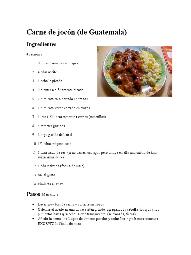 Recetas De Comida Típica De Guatemala Pdf Cilantro Alimentos
