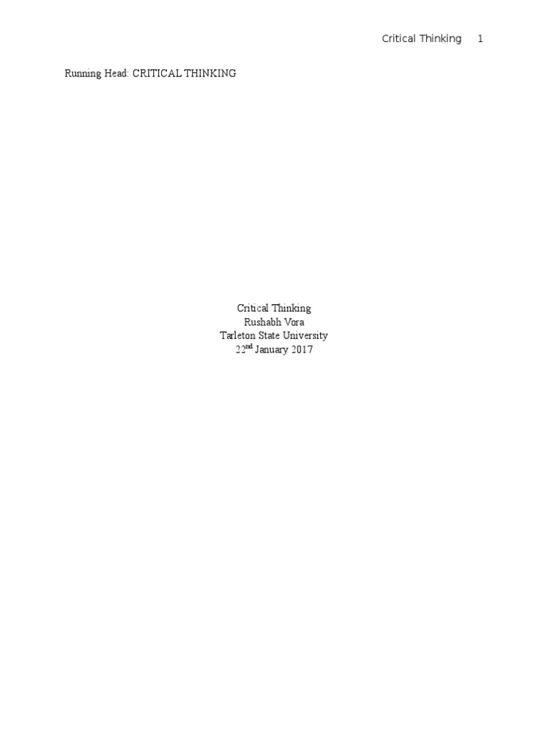 Critical Thinking Assignment 1 | PDF | Gifted Education | Critical Thinking