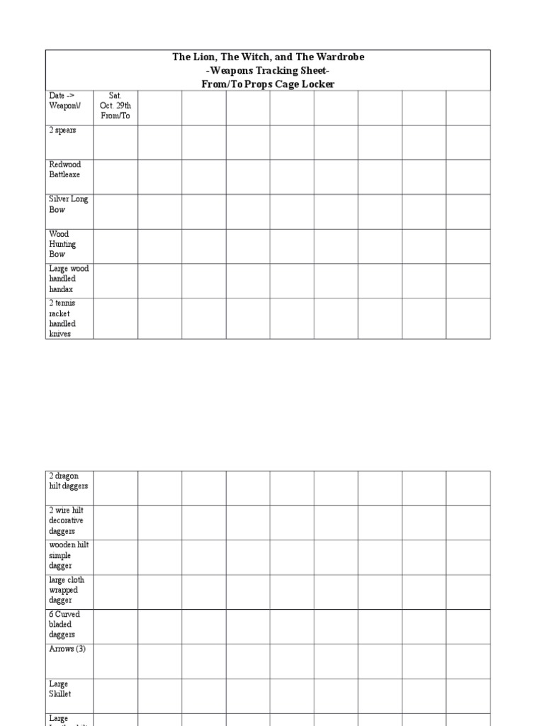 WW Weapons Tracker | PDF