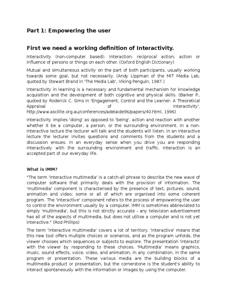 Interactivity in Learning | PDF | Interactivity | Multimedia