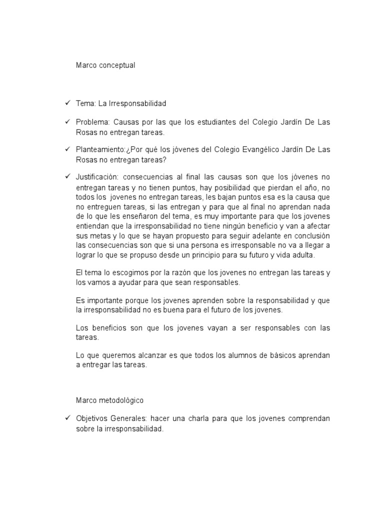 Análisis de las causas de la irresponsabilidad en la entrega de tareas ...