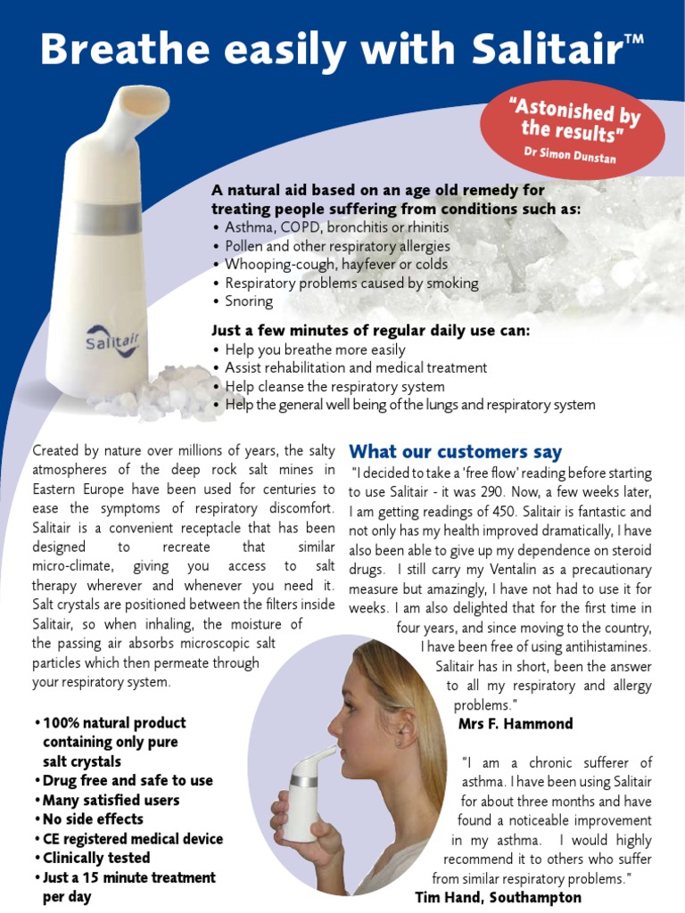 Salitair Salt Air Inhaler - Salt Therapy in Your Own Home! | PDF ...