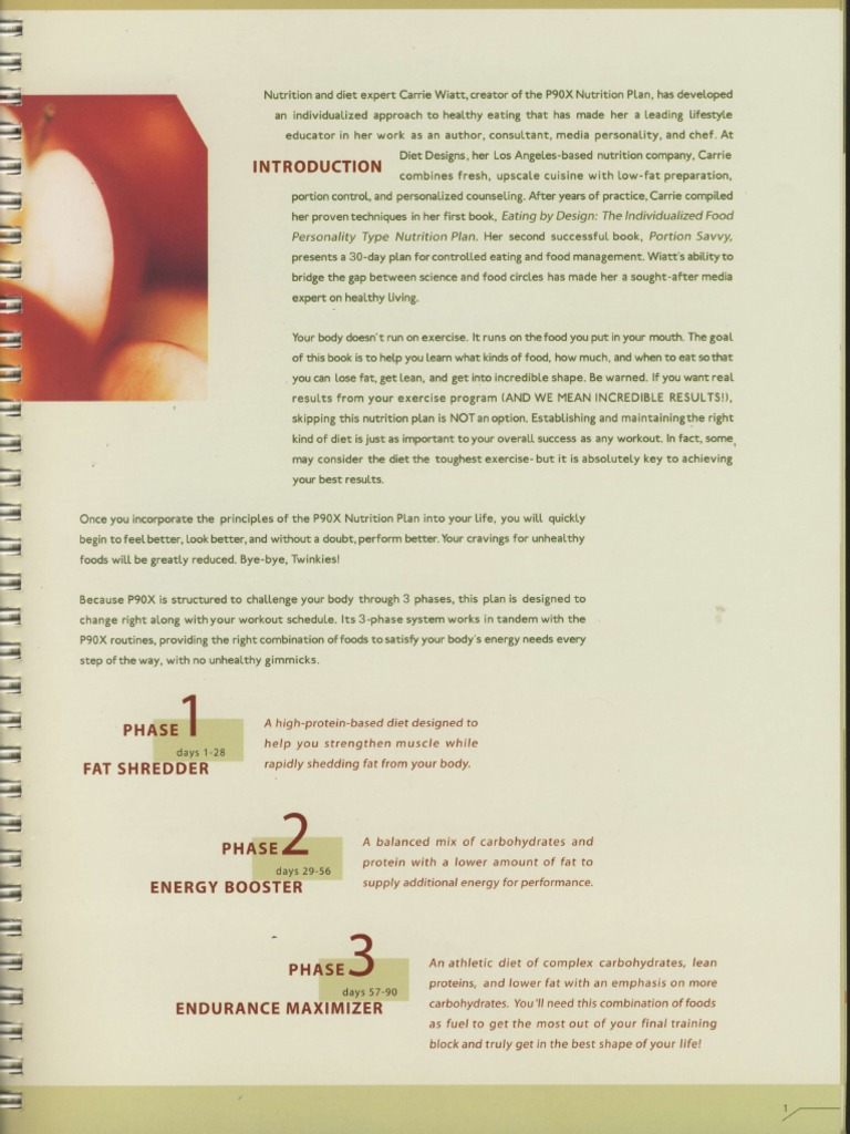 P90X Nutrition Plan Guide | PDF | Self-Improvement | Wellness