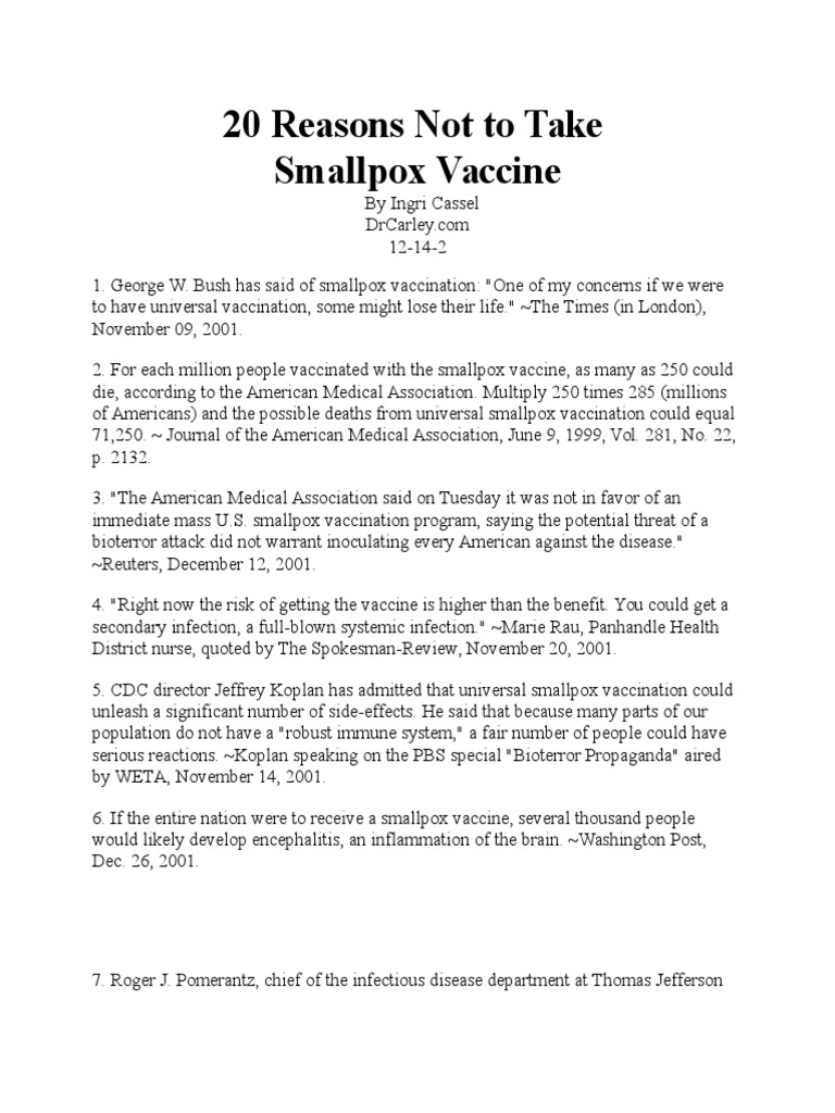 20 Reasons Not To Take | PDF | Vaccines | Vaccination