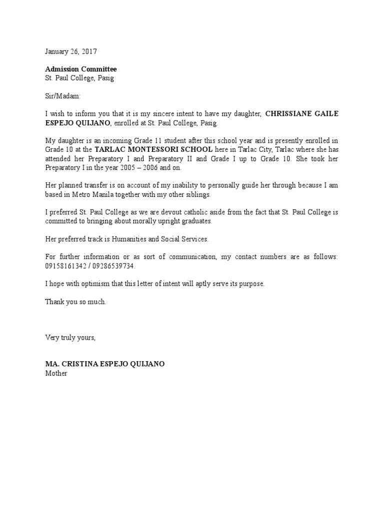 Letter of Intent Gail | PDF