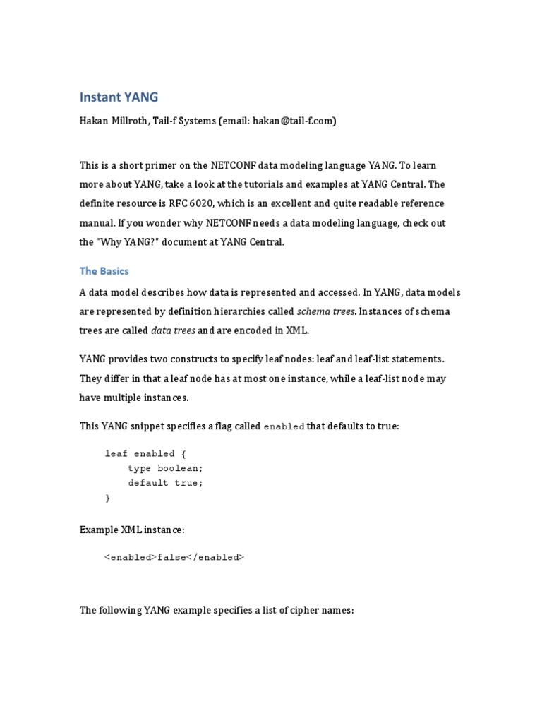 Learn Yang Examples | PDF | Xml Schema | X Path