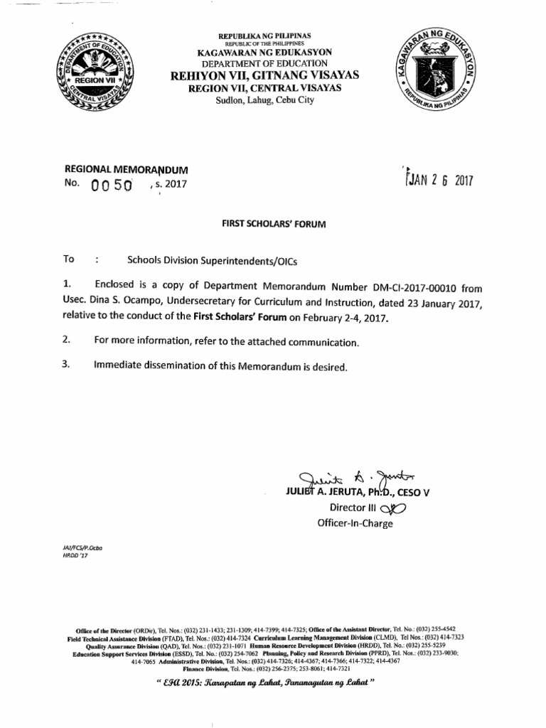 Ro7 RM S2017 0050 | PDF | Philippines | Curriculum