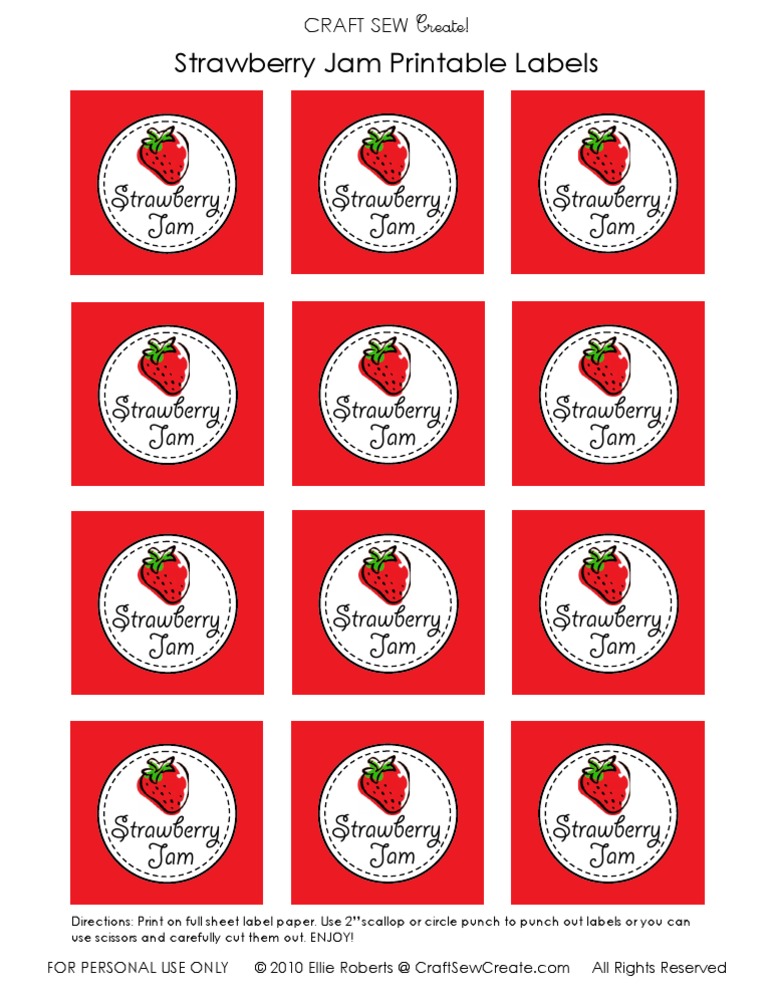 Strawberry Jam Printable Labels | PDF