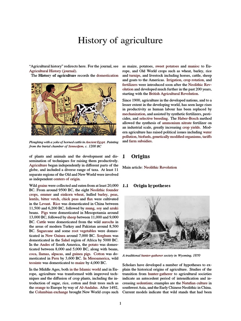 History of Agriculture | PDF | Green Revolution | Natural Resource ...