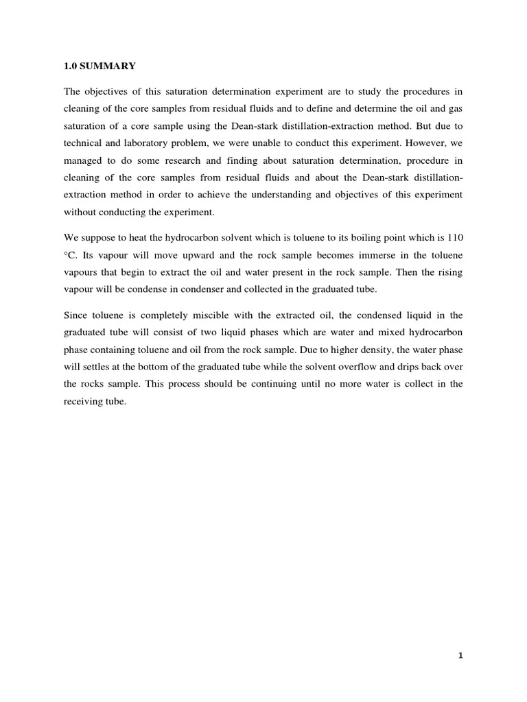 Dean-Stark Method for Core Saturation | PDF | Petroleum | Solvent