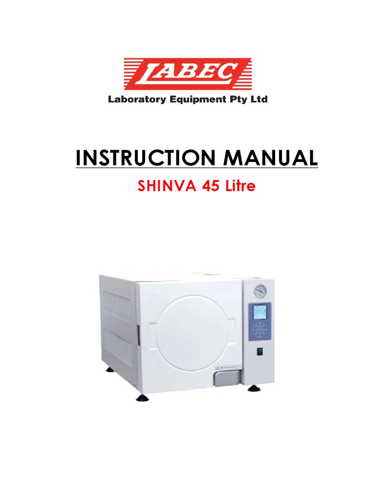 Instruction Manual Shinva 45litre Autoclave240V With Printer | PDF ...