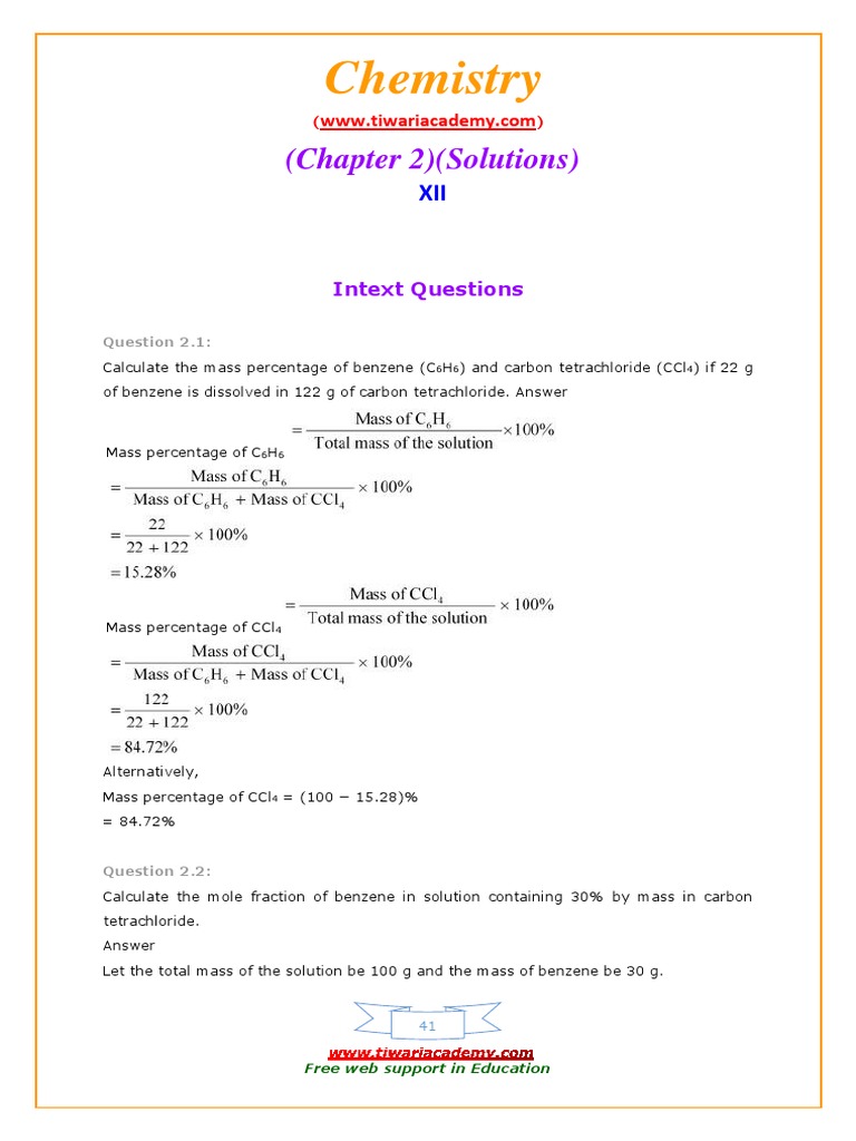 12 Chemistry NcertSolutions Chapter 2 Intext | PDF | Molar ...