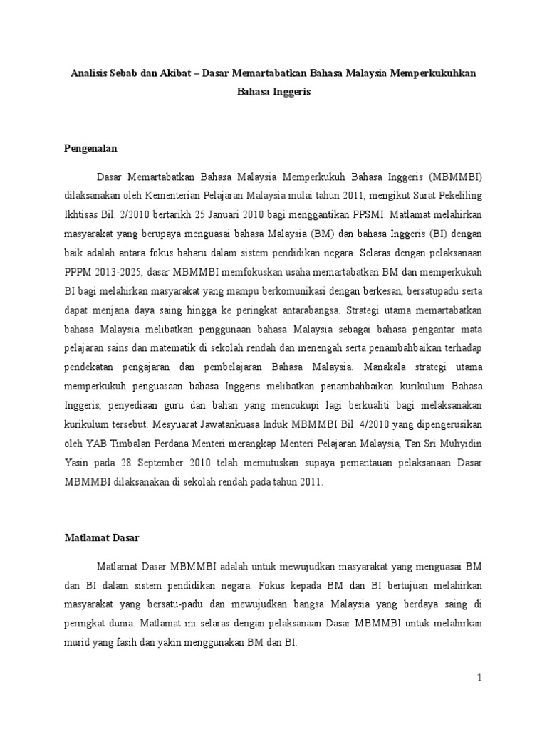 Analisis Sebab Dan Akibat Mbmmbi | PDF