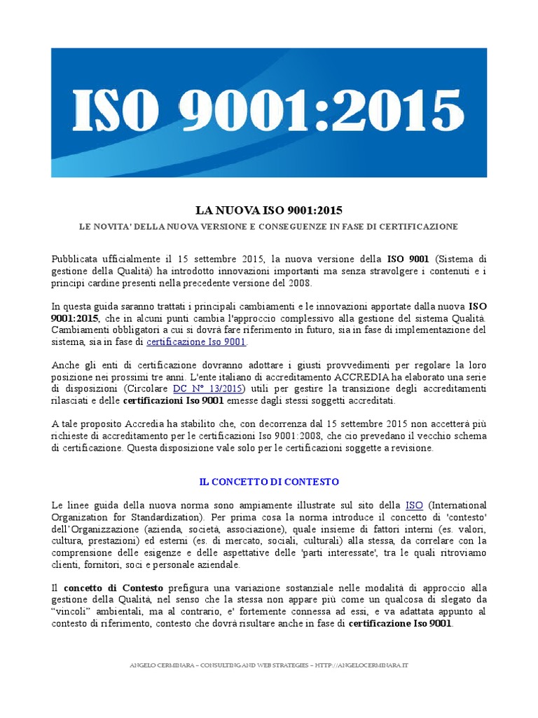 Nuova Iso 9001 2015 | PDF