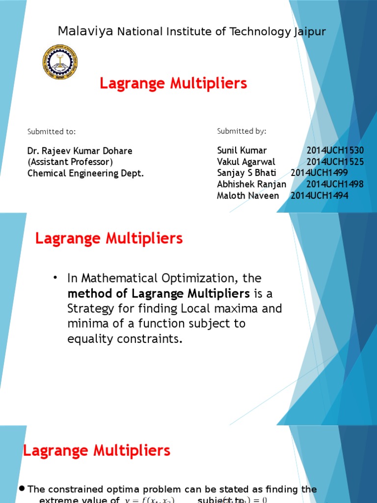 Lagrange Multiplier Complete | PDF | Mathematical Optimization ...