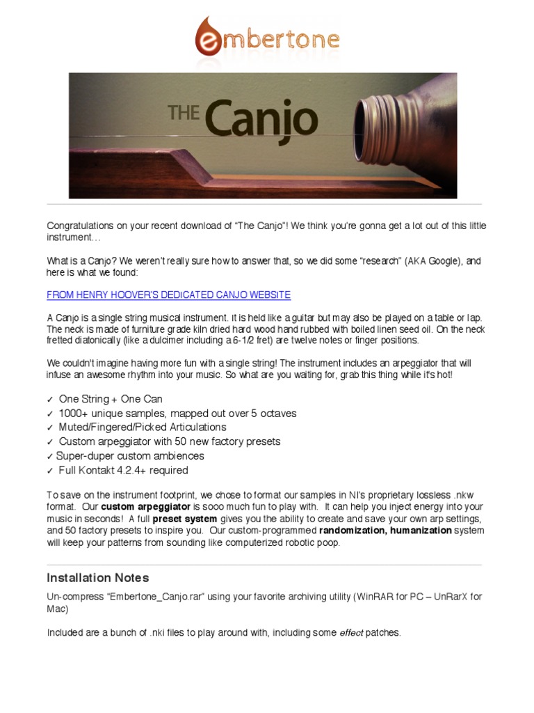 Canjo Embertone Manual | PDF | Synthesizer | String Instruments