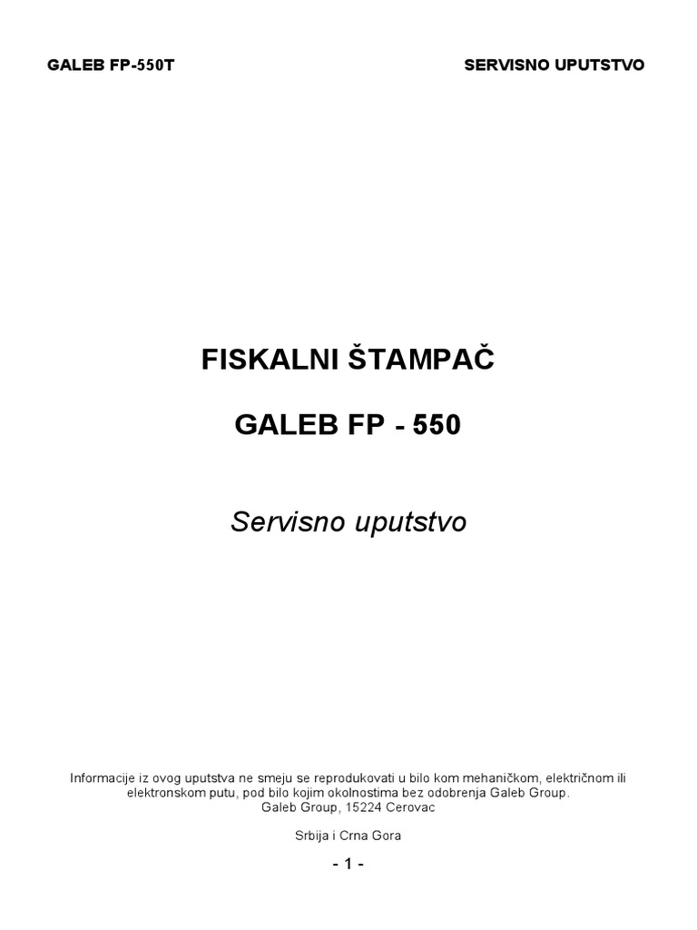 FP-550 Servisno Uputstvo | PDF
