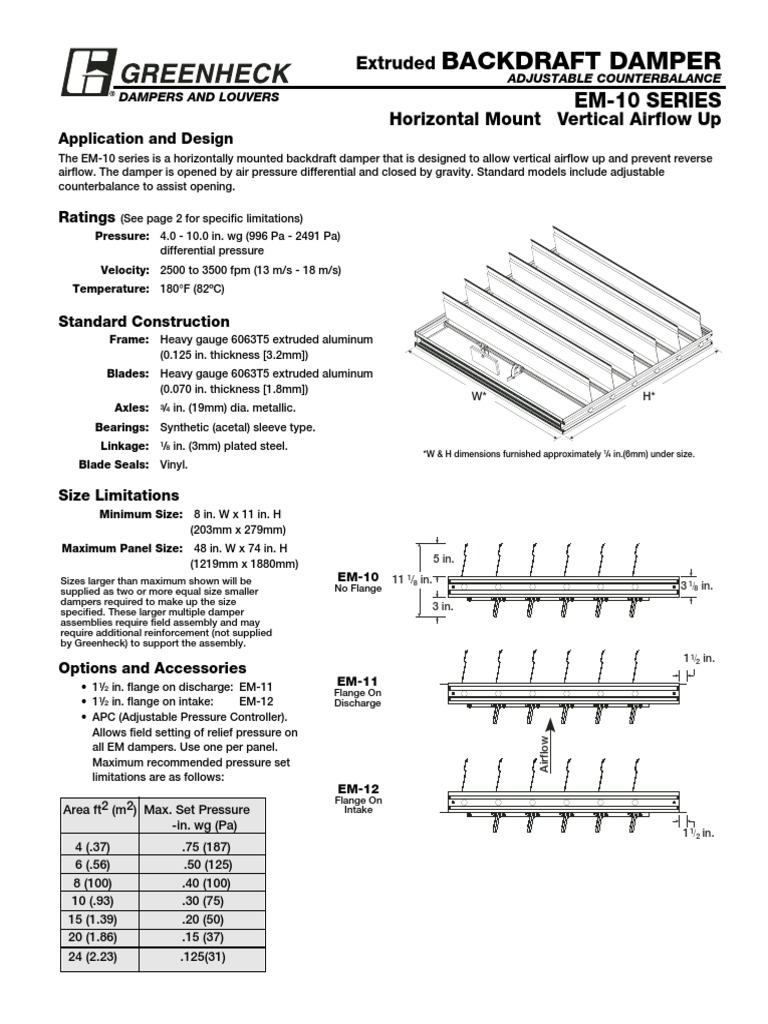 Backdraft Damper Specs | PDF | Extrusion | Mechanical Engineering