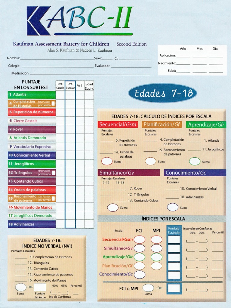 K-ABC ProtocoloEspañol | PDF