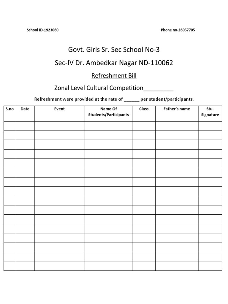 Refreshment Bill | PDF | Sports & Recreation | Wellness