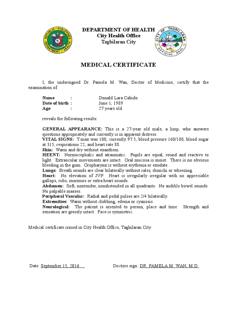 Medical Certificate | PDF | Science & Mathematics