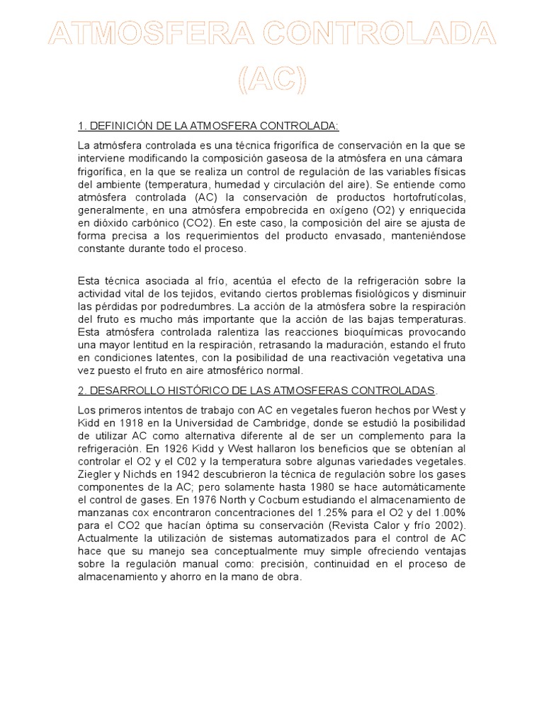 Conservación en Atmósfera Controlada | PDF | Dióxido de carbono | Humedad