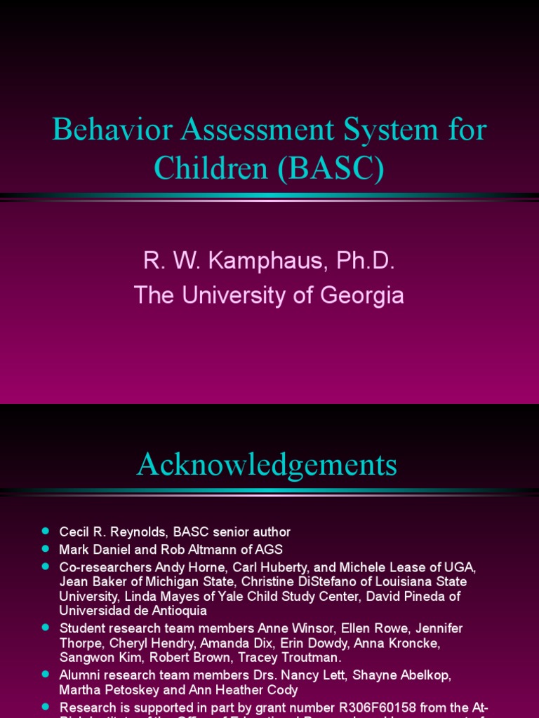 Behavior Assessment System For Children Basc | PDF | Social Skills ...