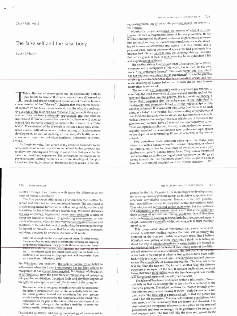 The False Self and The False Body | PDF | Psychotherapy | Self