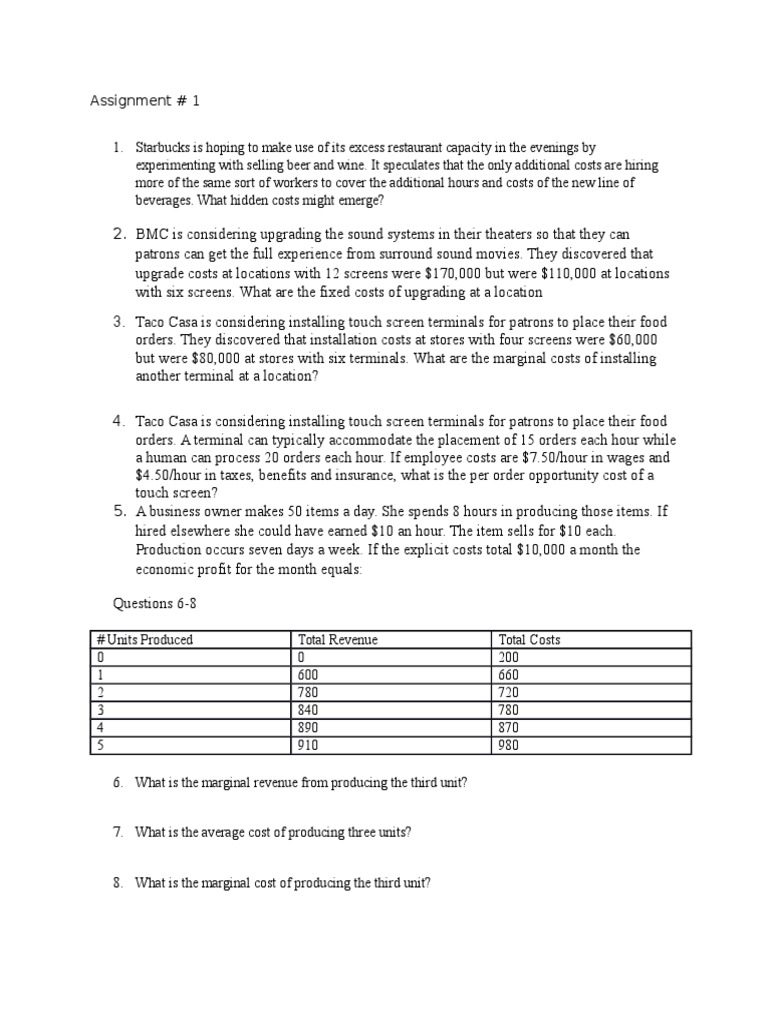 Eco Assignment # 1 | Download Free PDF | Revenue | Fee