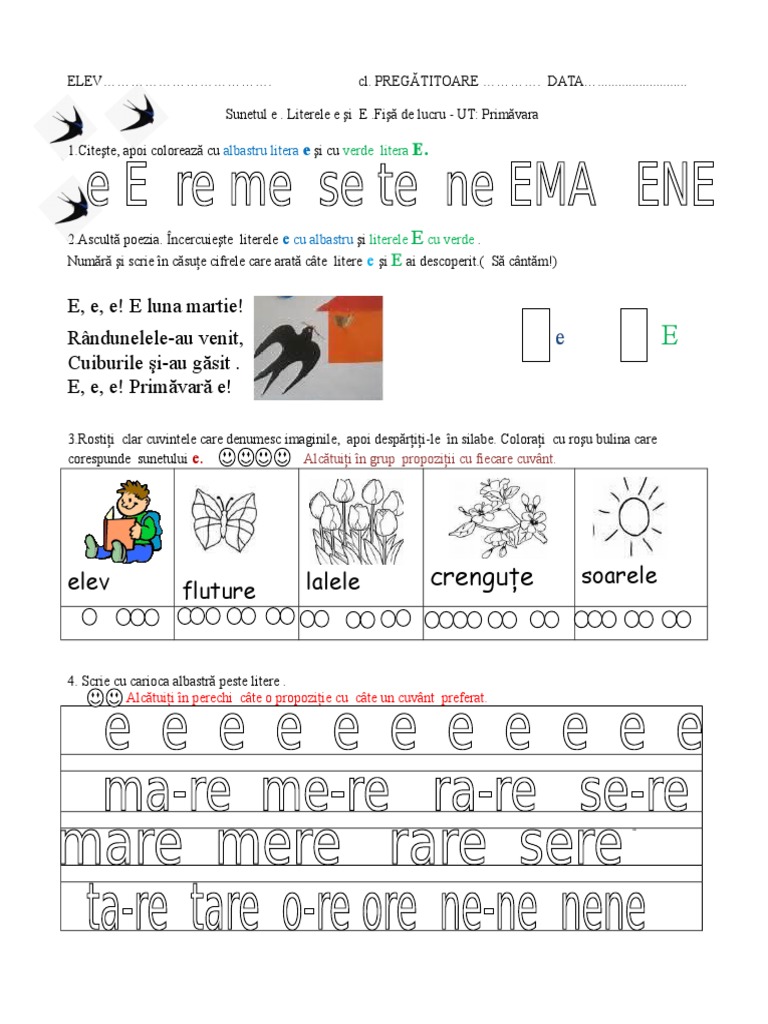 Sunetul Si Litera e Mic de Tipar