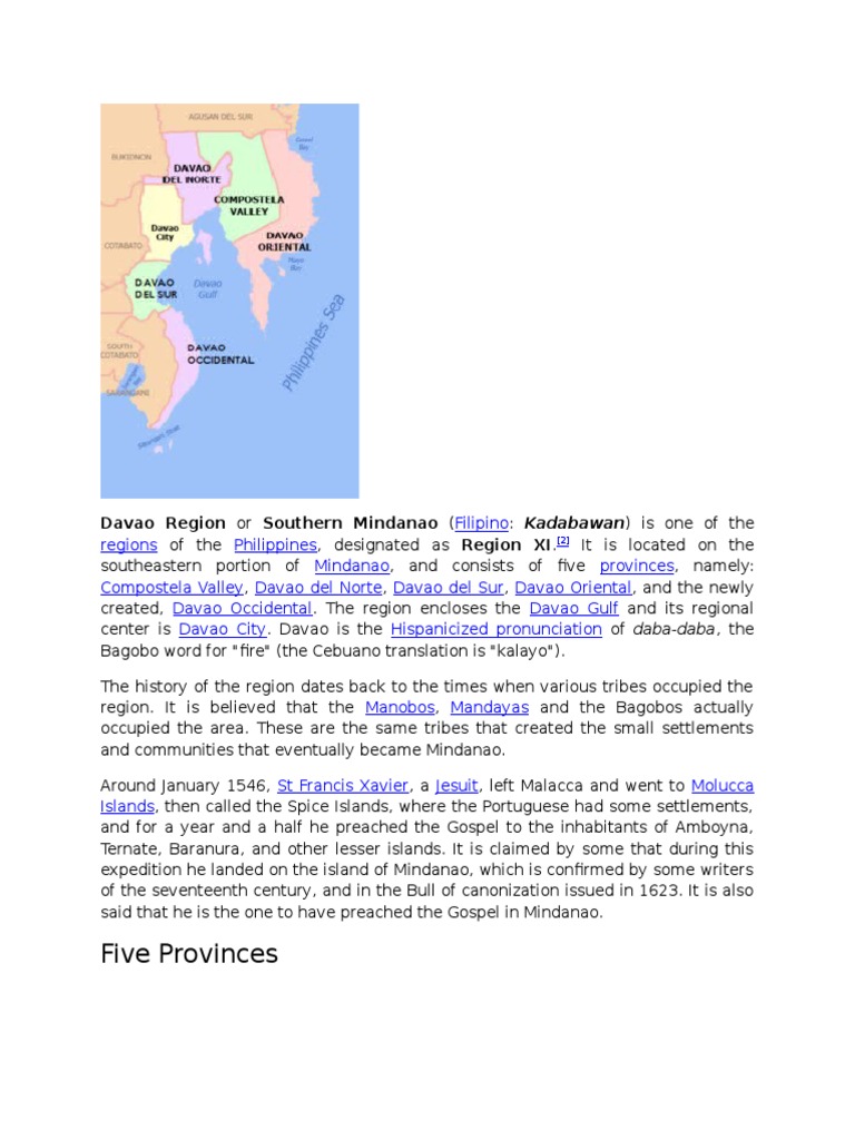History of Davao Region and Provinces | PDF | Social Science | Travel